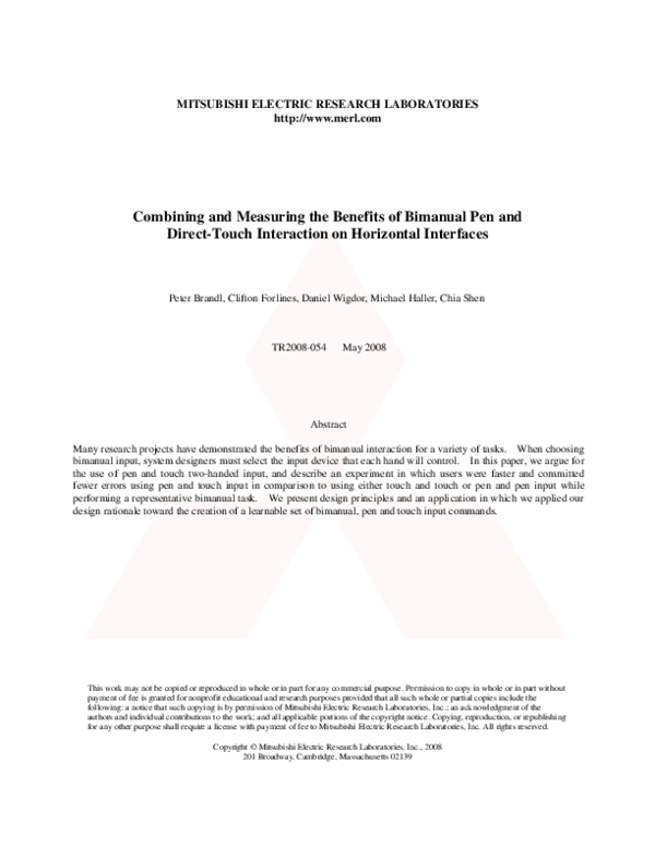 (PDF) Combining and measuring the benefits of bimanual pen and direct ...