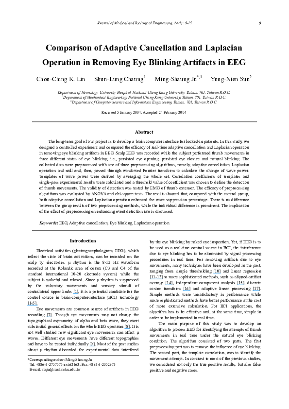 (PDF) Comparison of Adaptive Cancellation and Laplacian Operation in Removing Eye Blinking ...