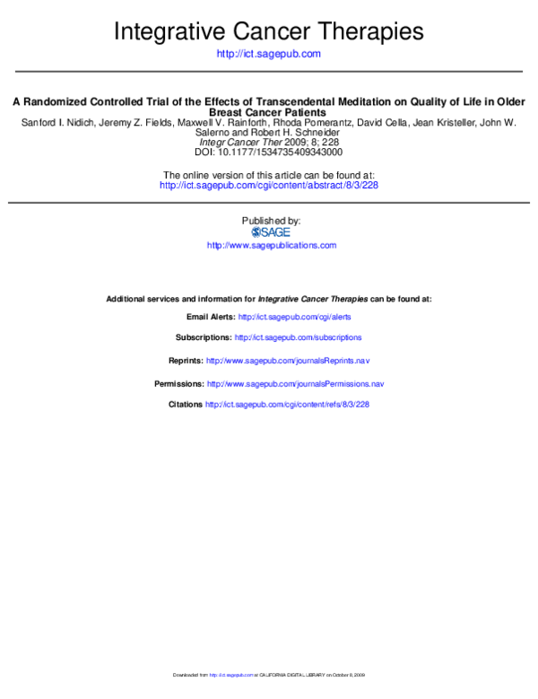(PDF) A Randomized Controlled Trial of the Effects of Transcendental ...
