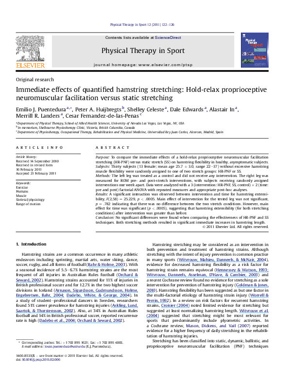 (PDF) Immediate effects of quantified hamstring stretching: Hold-relax proprioceptive ...