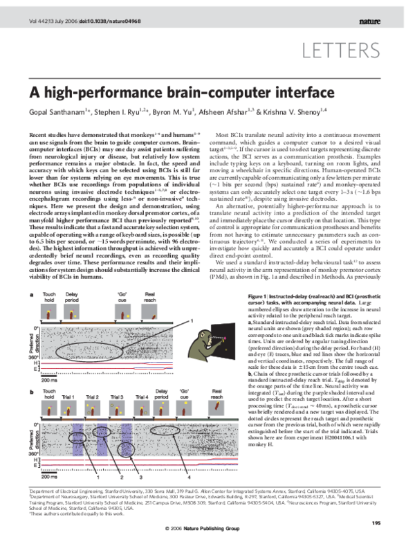 (PDF) A high-performance brain–computer interface