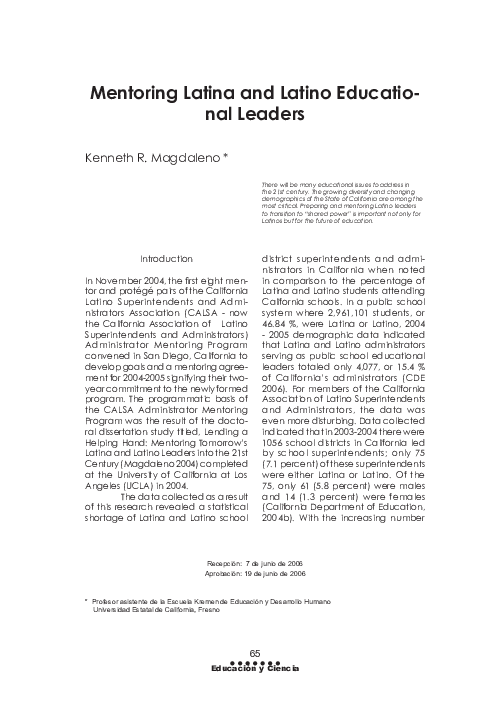 (PDF) Mentoring Latina and Latino Educational Leaders