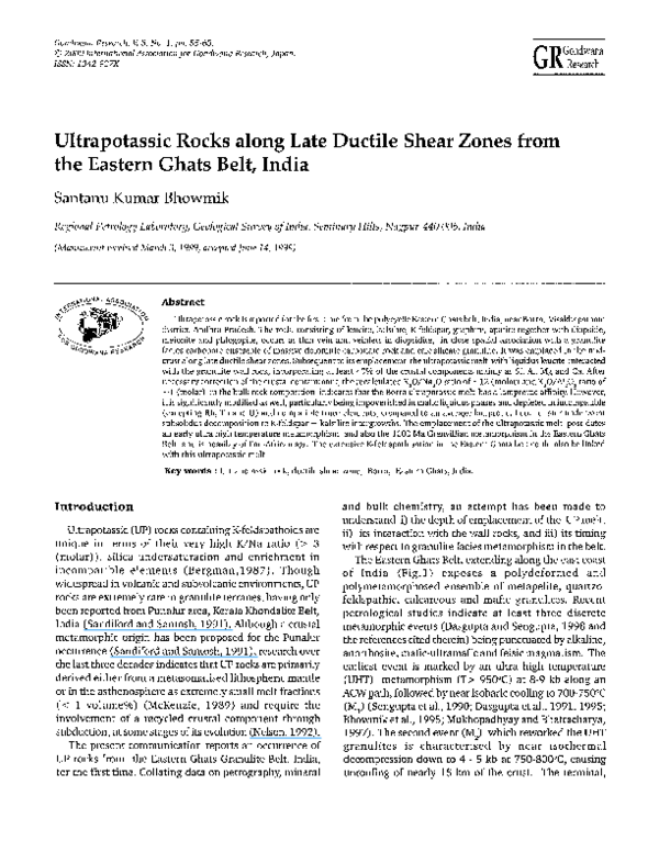 (PDF) Ultrapotassic Rocks along Late Ductile Shear Zones from the ...