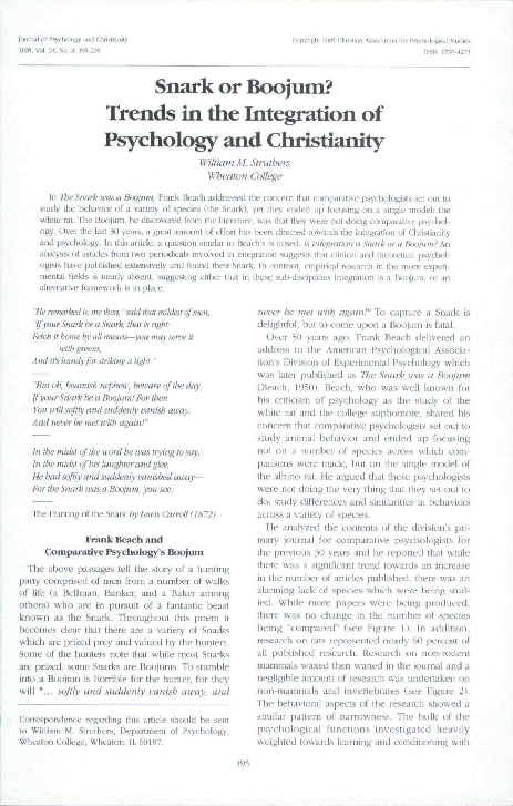 (PDF) Snark or Boojum? Trends in the Integration of Psychology and ...