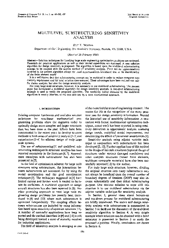 (PDF) Multilevel substructuring sensitivity analysis