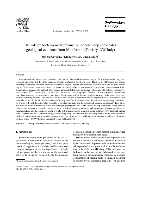 (PDF) The role of bacteria in the formation of cold seep carbonates ...
