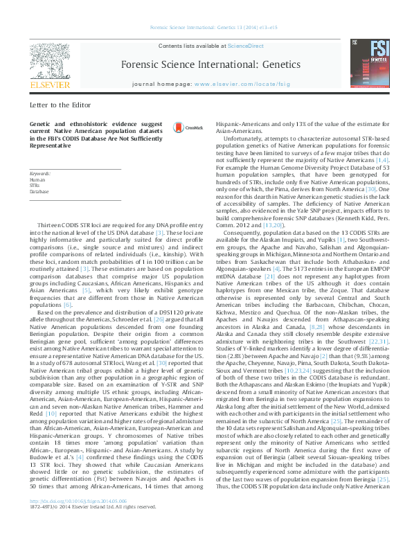 (PDF) Genetic and ethnohistoric evidence suggest current Native ...