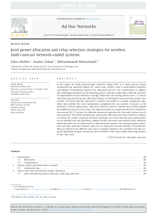 Pdf Joint Power Allocation And Relay Selection Strategies For Wireless Multi Unicast Network