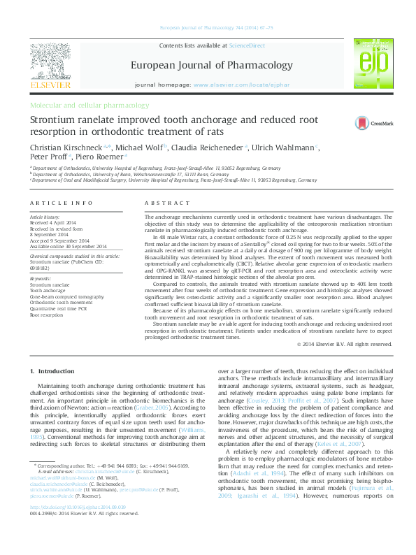 (PDF) Strontium ranelate improved tooth anchorage and reduced root ...