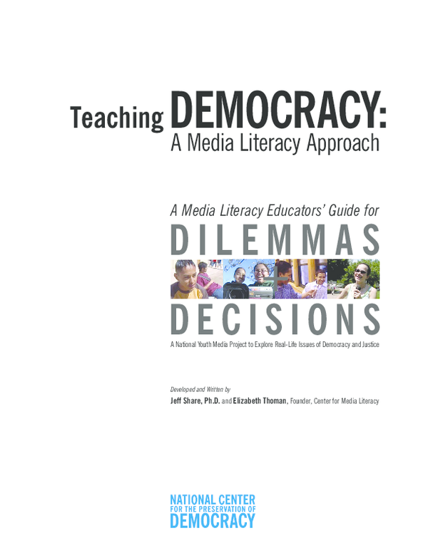 (PDF) Teaching Democracy: A Media Literacy Approach | Elizabeth Thoman ...