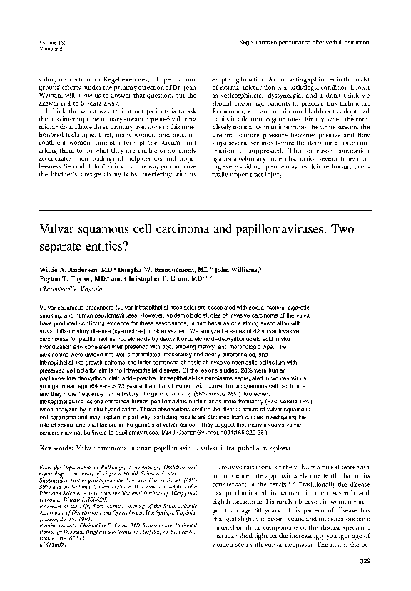 (PDF) Vulvar squamous cell carcinoma and papilloma viruses: Two separate entities?