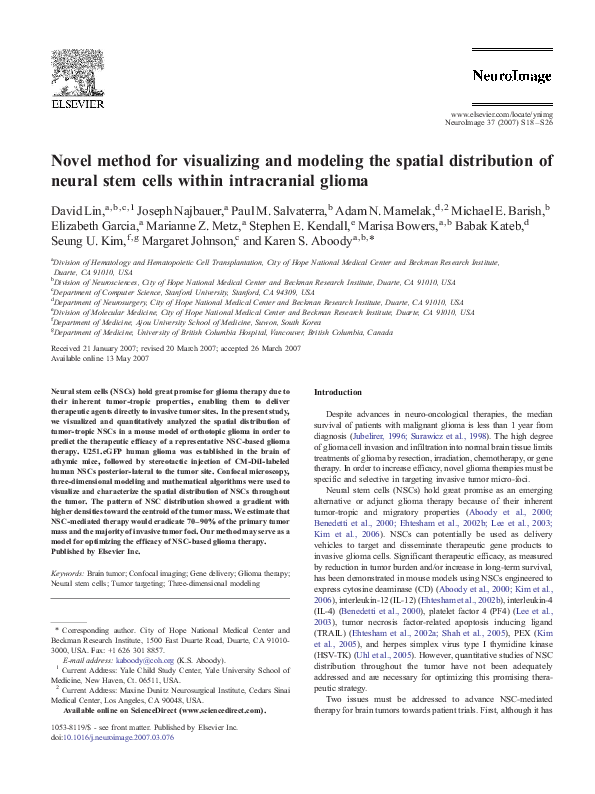 (PDF) Novel method for visualizing and modeling the spatial distribution of neural stem cells ...