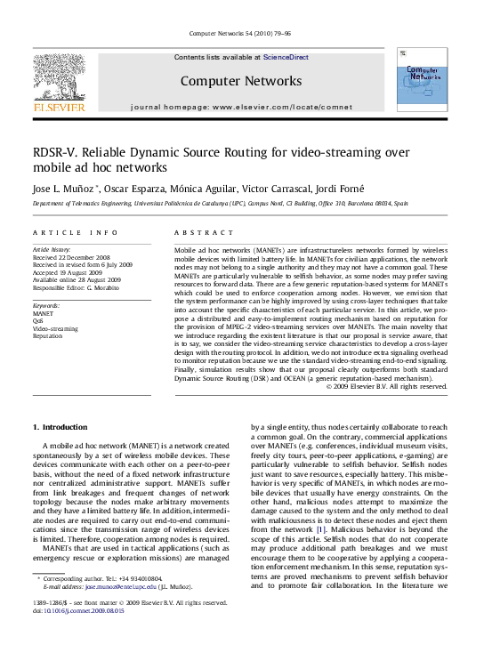 (PDF) RDSR-V. Reliable Dynamic Source Routing for video-streaming over ...