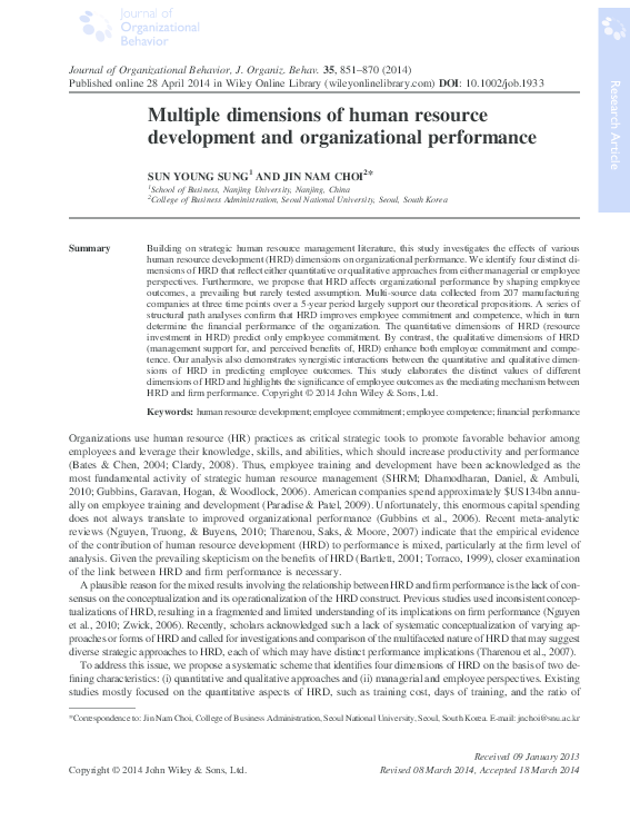(PDF) Multiple dimensions of human resource development and ...