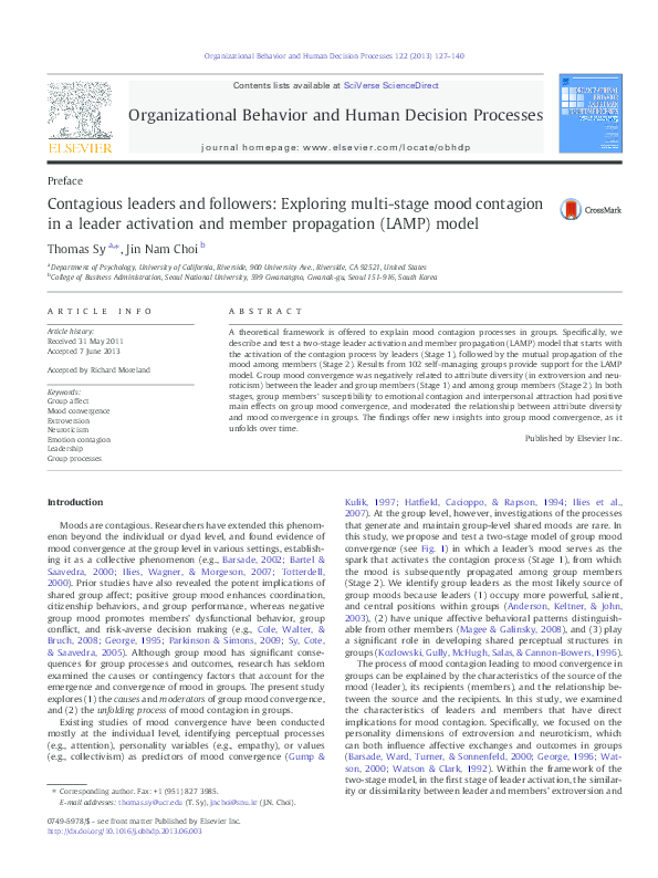 (PDF) Contagious leaders and followers: Exploring multi-stage mood ...