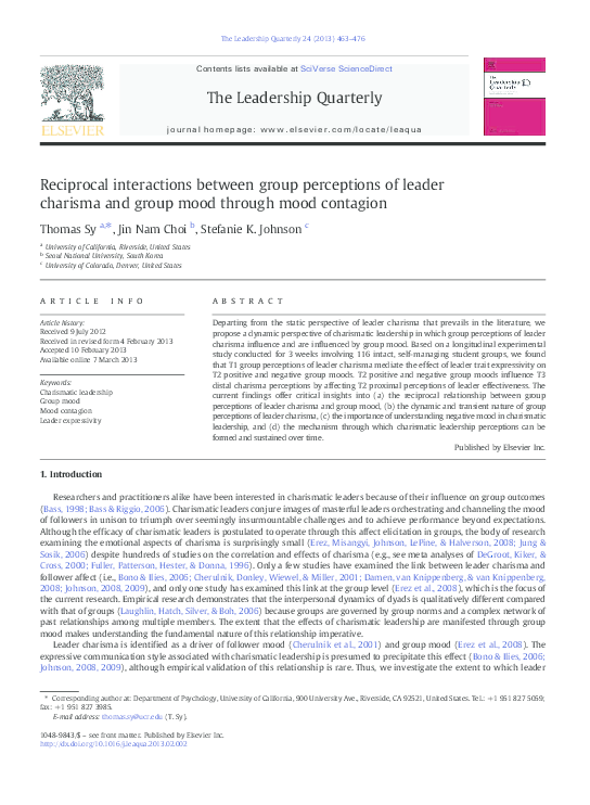 (PDF) Reciprocal interactions between group perceptions of leader ...