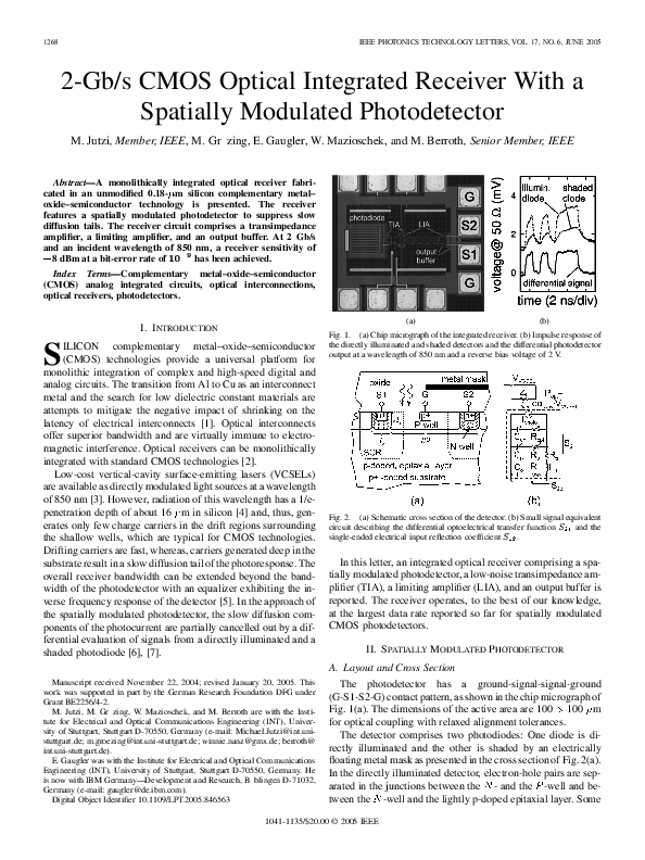 (PDF) 2-gb/s CMOS optical integrated receiver with a spatially ...