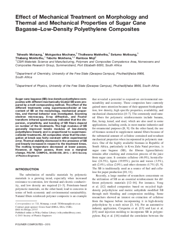 (PDF) Effect of mechanical treatment on morphology and thermal and mechanical properties of ...