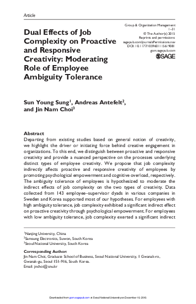 (PDF) Dual Effects of Job Complexity on Proactive and Responsive ...