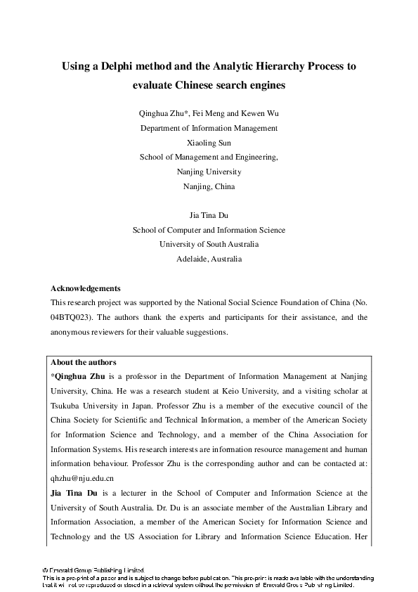 Pdf Using A Delphi Method And The Analytic Hierarchy Process To 2308