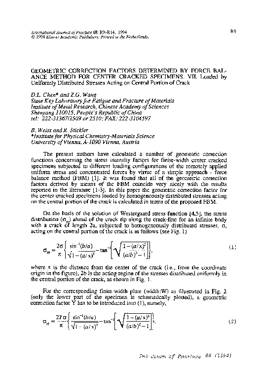 (PDF) Geometric correction factors determined by force balance method ...