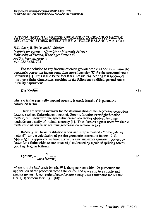 (PDF) Determination of precise geometric correction factor regarding ...