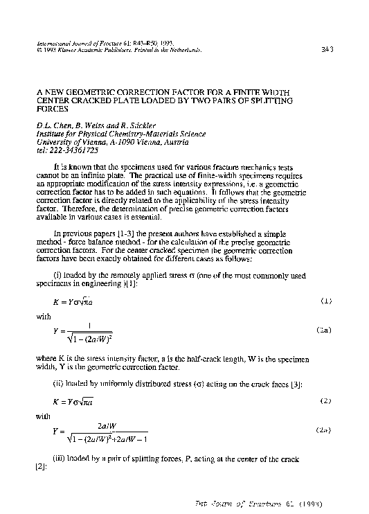 Pdf A New Geometric Correction Factor For A Finite Width Center