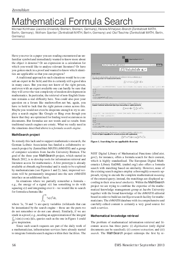 (PDF) Mathematical formula search