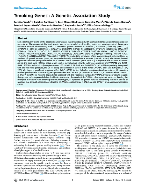 (PDF) ‘Smoking Genes’: A Genetic Association Study