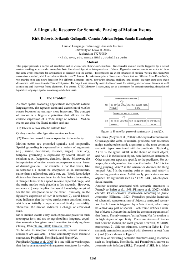 (PDF) A Linguistic Resource for Semantic Parsing of Motion Events
