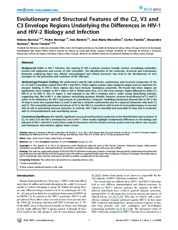 (PDF) Evolutionary and Structural Features of the C2, V3 and C3 ...