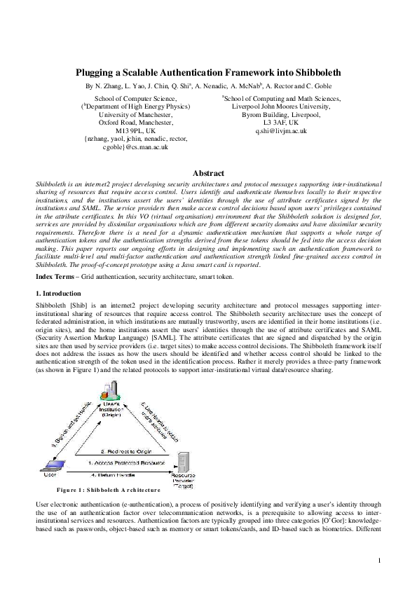 (PDF) Plugging a scalable authentication framework into Shibboleth