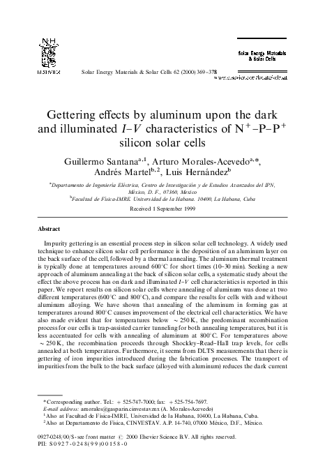 (PDF) Gettering effects by aluminum upon the dark and illuminated I–V ...