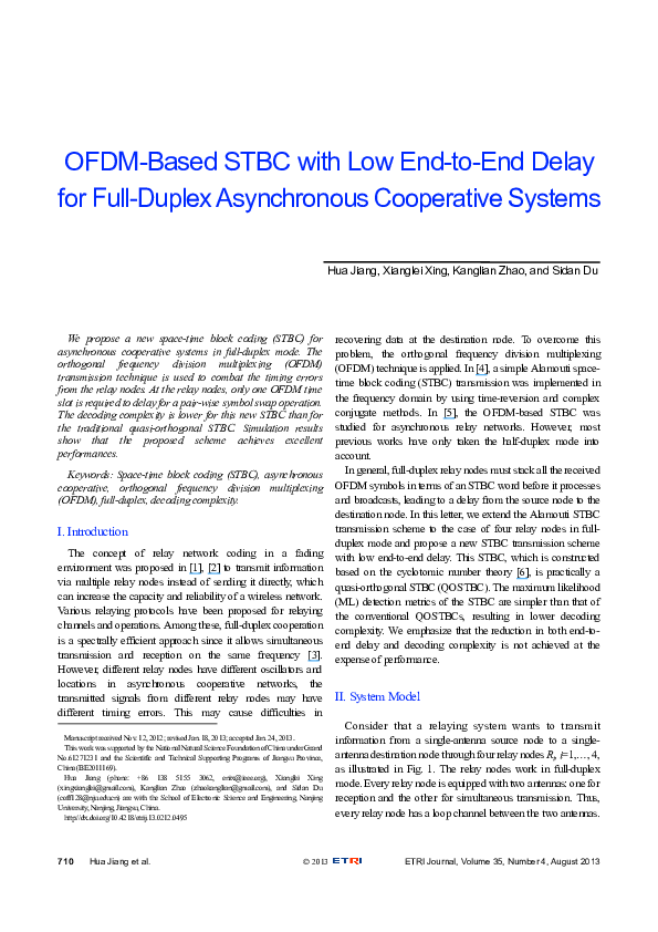 (PDF) OFDM-Based STBC with Low End-to-End Delay for Full-Duplex ...