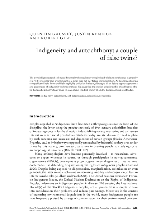 (PDF) Indigeneity and autochthony: a couple of false twins?