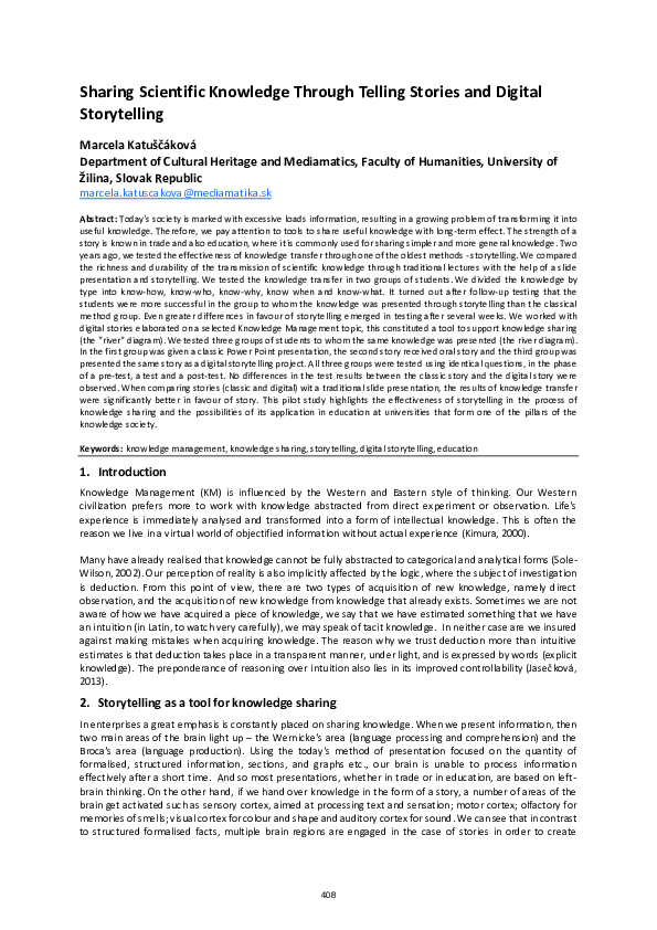 (PDF) Sharing Scientific Knowledge Through Telling Stories and Digital ...