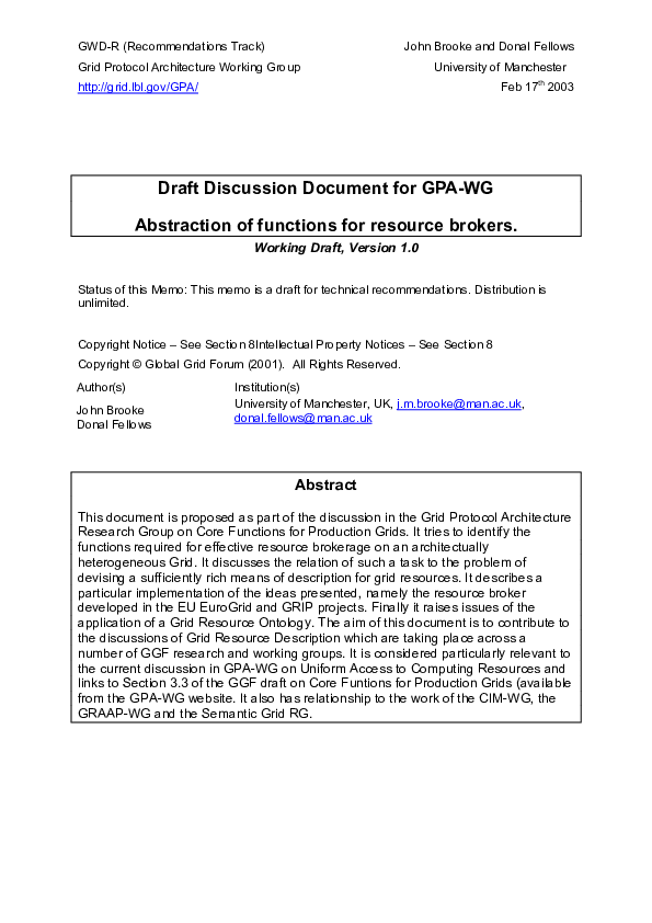 (PDF) Draft discussion document for GPA-WG–Abstraction of functions for ...