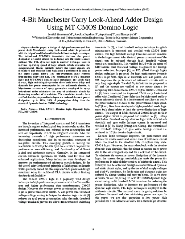 (PDF) 4-Bit Manchester Carry Look-Ahead Adder Design Using MT-CMOS Domino Logic.pdf
