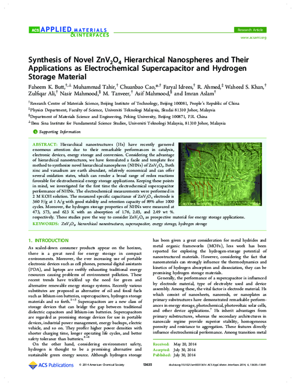 (PDF) Synthesis of Novel ZnV 2 O 4 Hierarchical Nanospheres and Their ...