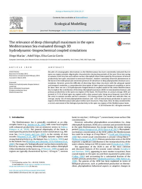 (PDF) The relevance of deep chlorophyll maximum in the open ...