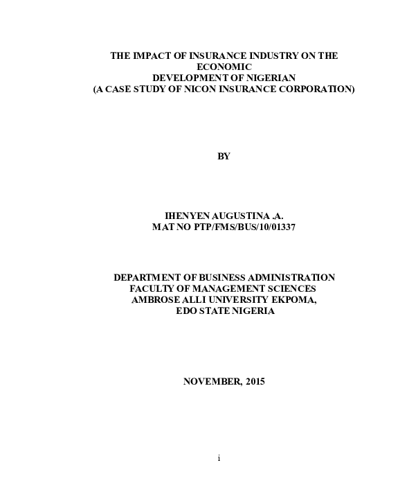 (DOC) THE IMPACT OF INSURANCE INDUSTRY ON THE ECONOMIC DEVELOPMENT OF ...