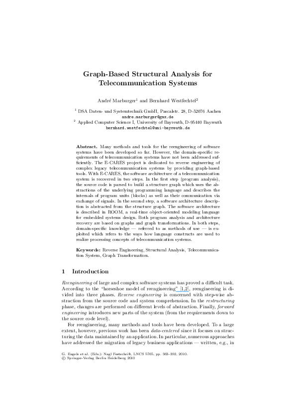 (PDF) Graph-Based Structural Analysis for Telecommunication Systems