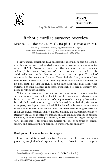 (PDF) Robotic cardiac surgery: overview