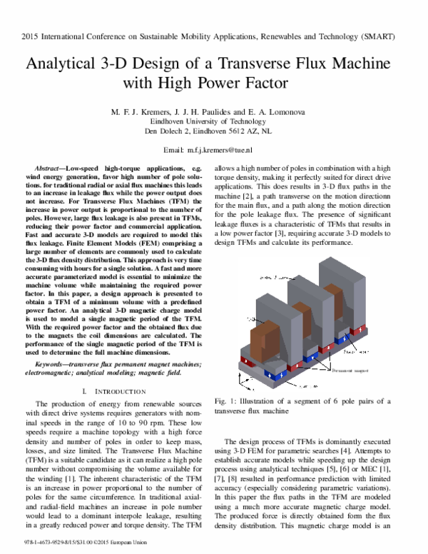 (PDF) Analytical 3-D Design of a Transverse Flux Machine with High ...