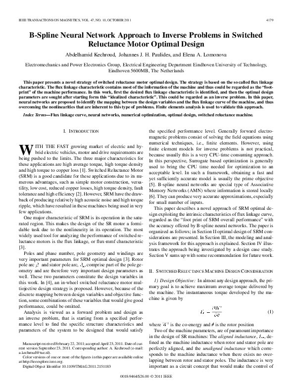 (PDF) B-Spline Neural Network Approach to Inverse Problems in Switched Reluctance Motor Optimal ...