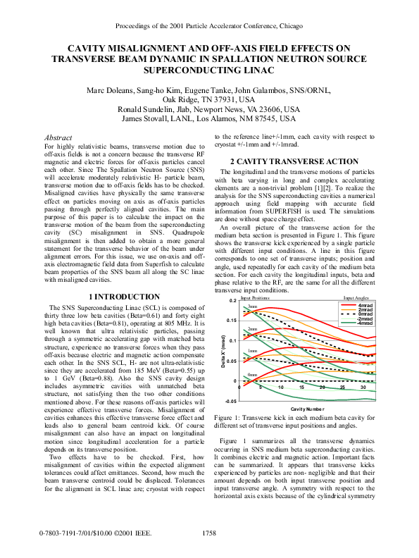 (PDF) Cavity Misalignment and Off-Axis Field Effects on Transverse Beam ...