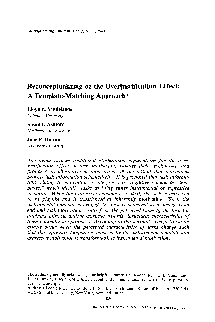 (PDF) Reconceptualizing of the overjustification effect: A template ...