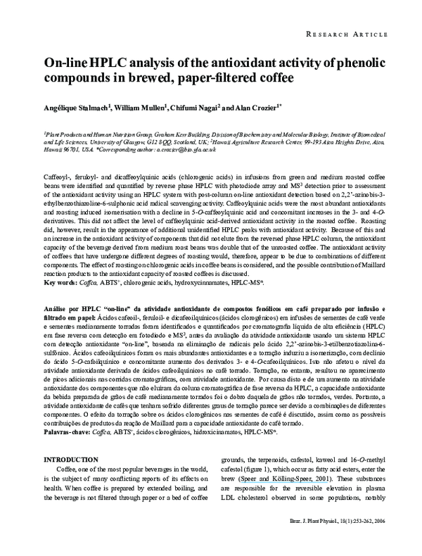 (PDF) On-line HPLC analysis of the antioxidant activity of phenolic ...