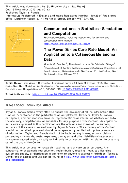 (PDF) The Power Series Cure Rate Model: An Application to a Cutaneous ...