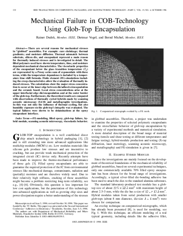 (PDF) Mechanical failure in COB-technology using glob-top encapsulation